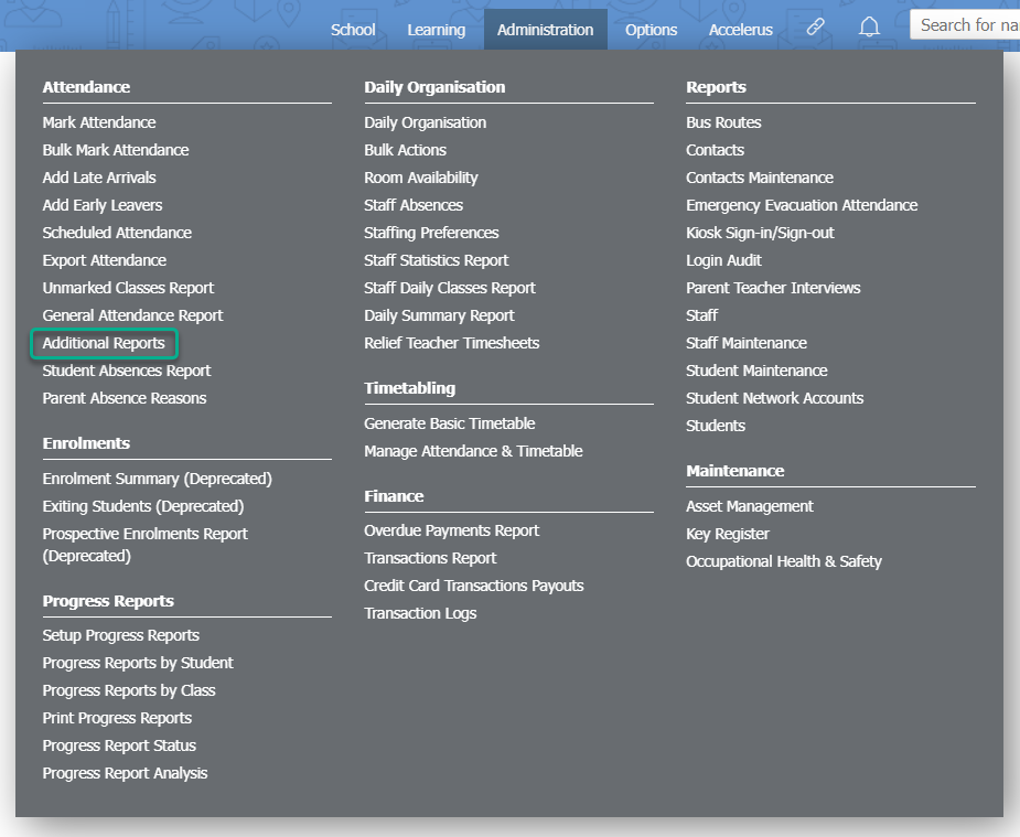 Attendance reports: Detailed Student Attendance report